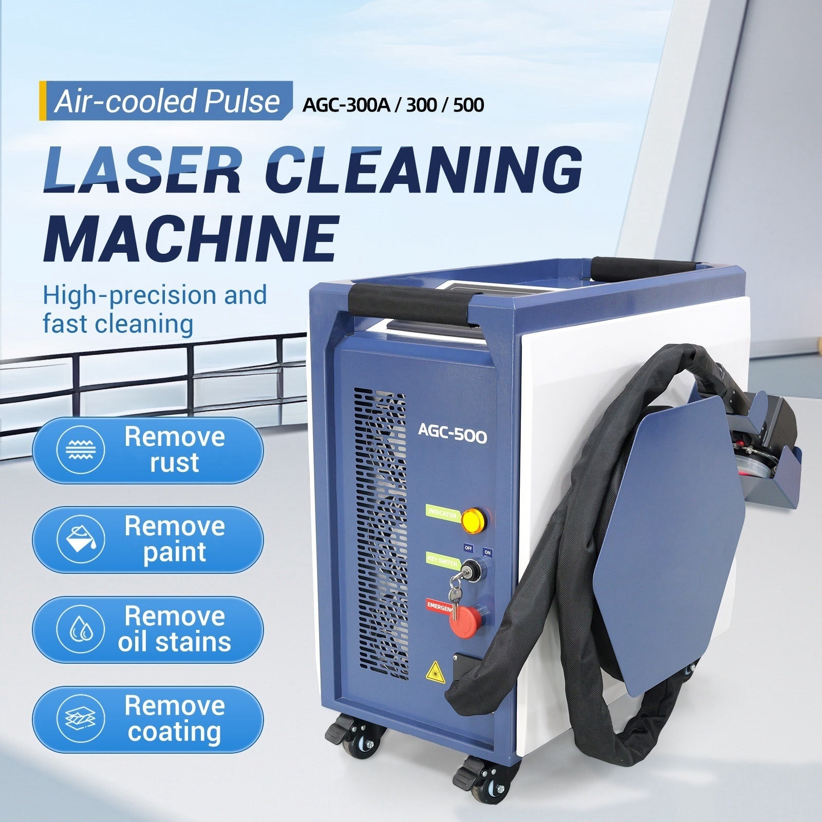 ZAC 300W 500W G-Series Laser Cleaning Machine 110-220V Air-cooled Puls ...