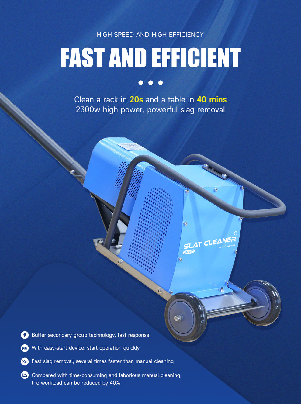 ZAC Laser Slat Cleaner 1020W/2300W Slat Cleaning Machine Slag Remover ...